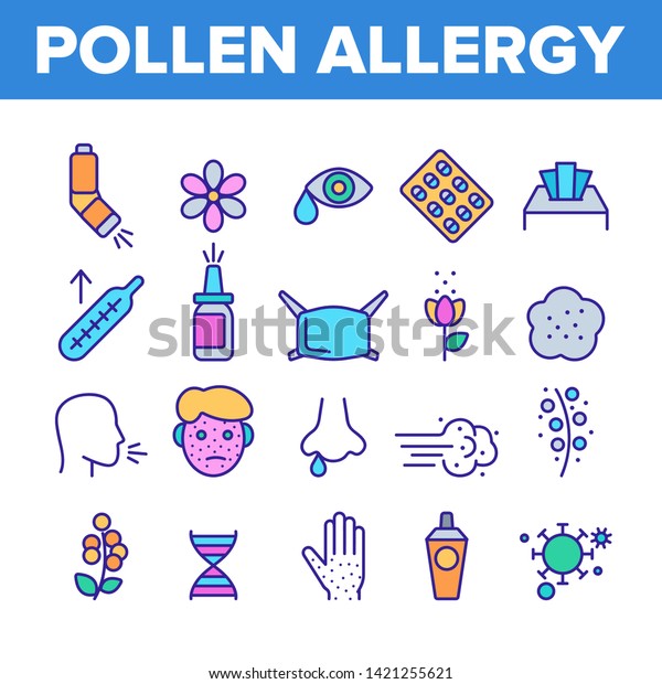 Pollen Allergy Symptoms Vector Linear Icons Stock Vector (Royalty Free ...