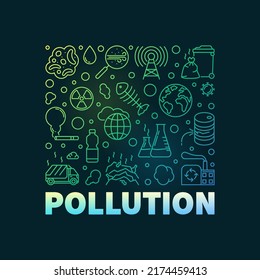Pollution Outline Illustration Vector Environmental Pollution: เวกเตอร์ ...