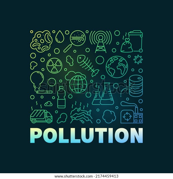 Pollution Outline Illustration Vector Environmental Pollution: เวกเตอร์ ...