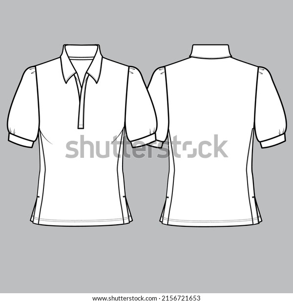 Polo Flat Sketch Technical Fashion Sketches Stock Vector (Royalty Free ...