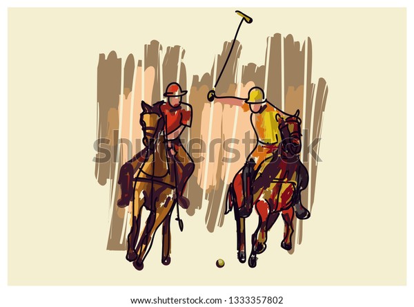 Polo Game Illustrated Art Work Stock Vector (Royalty Free) 1333357802 ...