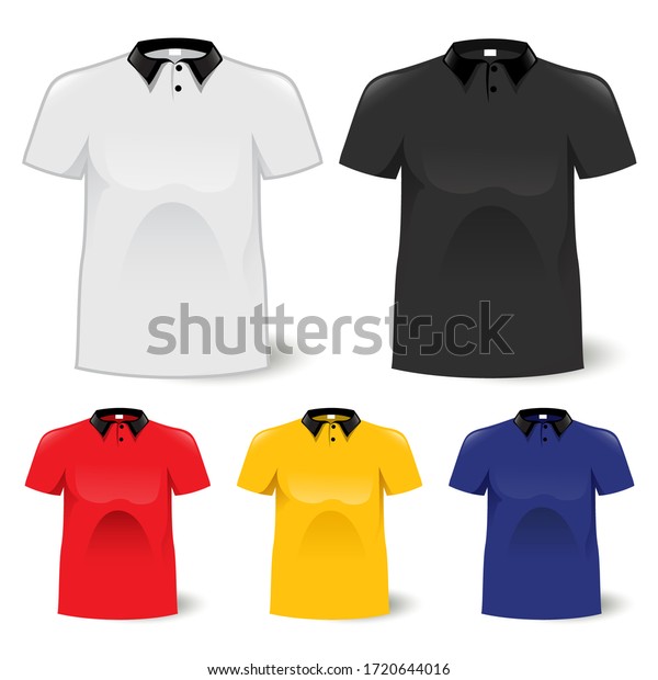 Polo T-shirt front and back side view mockup vector