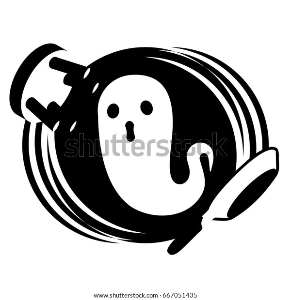 Poltergeist Ghost Badge Emblem Monochrome Stock Vector (Royalty Free ...
