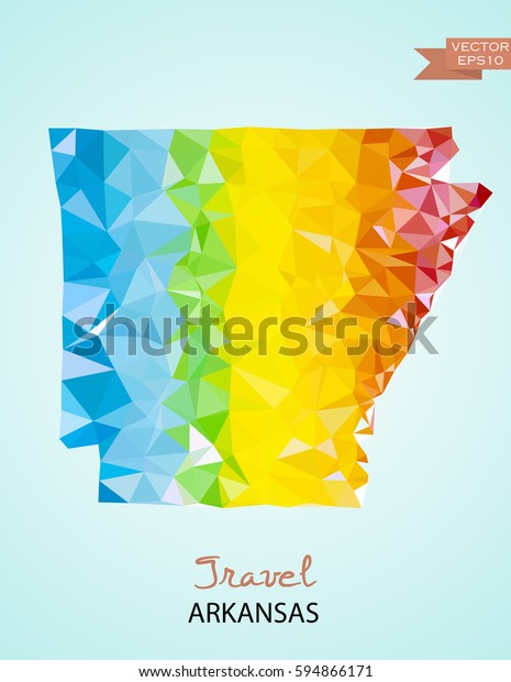 Poly Map Arkansas State Isolated On Stock Vector (Royalty Free ...