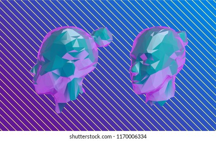 Poly Vaporwave Female Head Vector 3d Stock Vector (Royalty Free ...