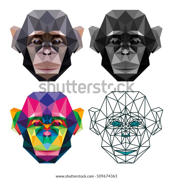 Polygon Animal Pet Zoo Monkey Polygonal Stock Vector (Royalty Free ...