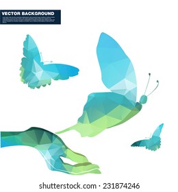 Polygon Butterfly Hand Concept Stock Vector (Royalty Free) 231874246 ...