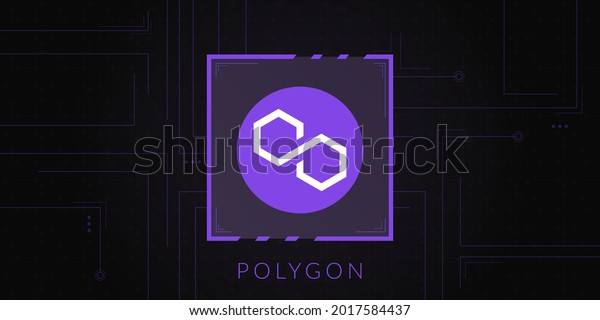 Polygon Cryptocurrency Logo On Dark Background Stock Vector (Royalty ...