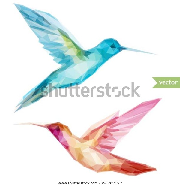 Polygon Vector Illustration Hummingbird Watercolor Graphics Stock ...