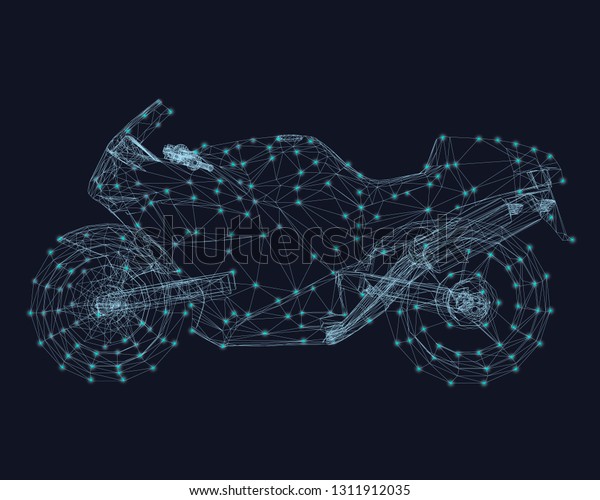 Polygon Wireframe Motorcycle Motorcycle Blue Lines Stock Vector ...