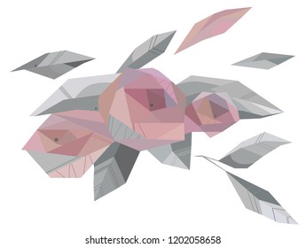 Polygonal Abstract Vector Pink Roses Grey Stock Vector (Royalty Free ...