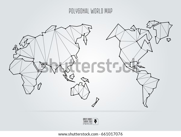 Polygonal Abstract World Map Asia Center Stock Vector (Royalty Free ...