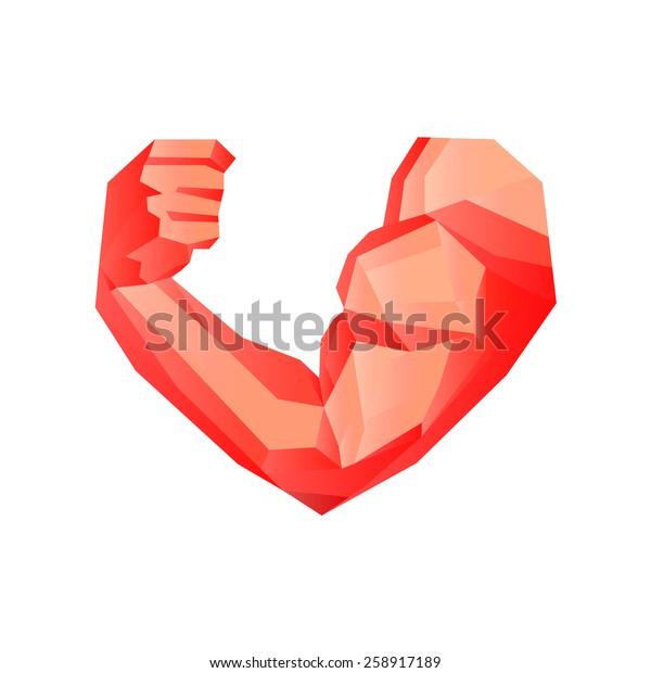 Polygonal Bodybuilders Hand Biceps Heart Shape: Stock-Vektorgrafik ...
