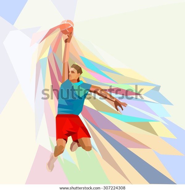 Polygonal Geometric Professional Basketball Player On Stock Vector ...