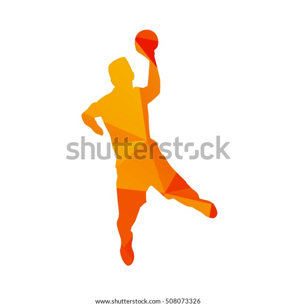 Polygonal Handball Player Abstract Orange Isolated Stock Vector ...