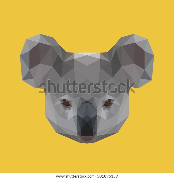 Polygonal Koala Portrait Background Abstract Geometric Stock Vector ...