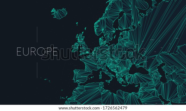 Polygonal Map European Continent Nodes Linked Stock Vector (Royalty ...