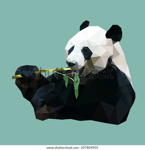 Polygonal Panda Eating Bamboo Polygon Animal Stock Vector (Royalty Free ...