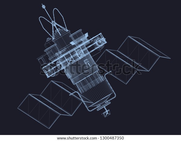 Polygonal Satellite Wireframe On Dark Background Stock Vector (Royalty ...