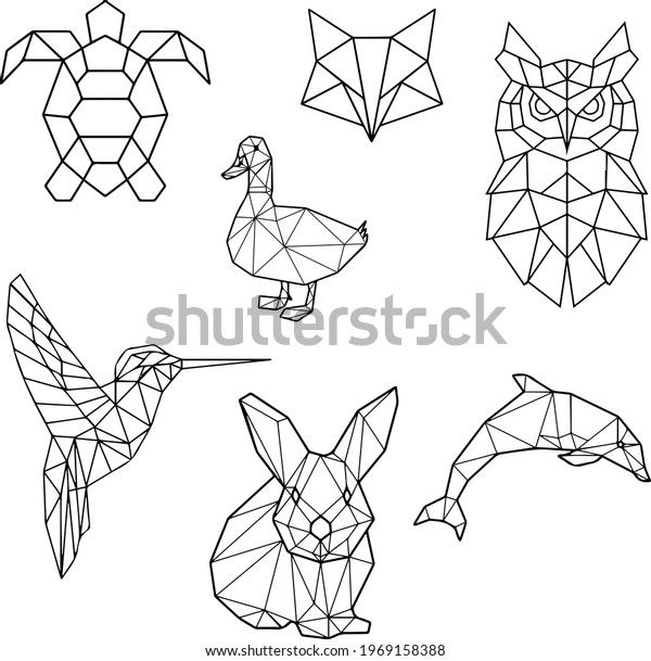 Polygonal Vector Art Animals Set Stock Vector (Royalty Free) 1969158388 ...