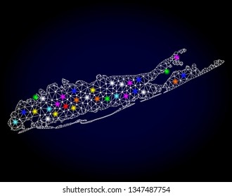 Polygonal Vector Map Long Island Glow Stock Vector (Royalty Free ...