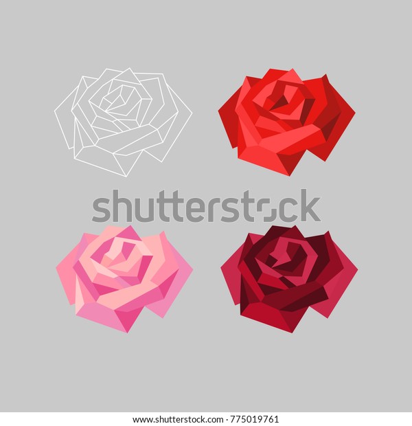 Polygonal Vector Roses Set Stock Vector (Royalty Free) 775019761 ...