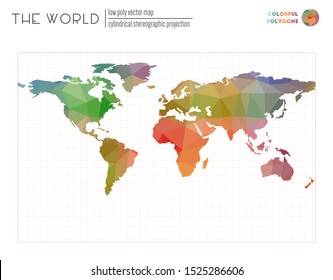 Low Poly World Map Guyou Hemisphereinasquare Stock Vector (Royalty Free ...
