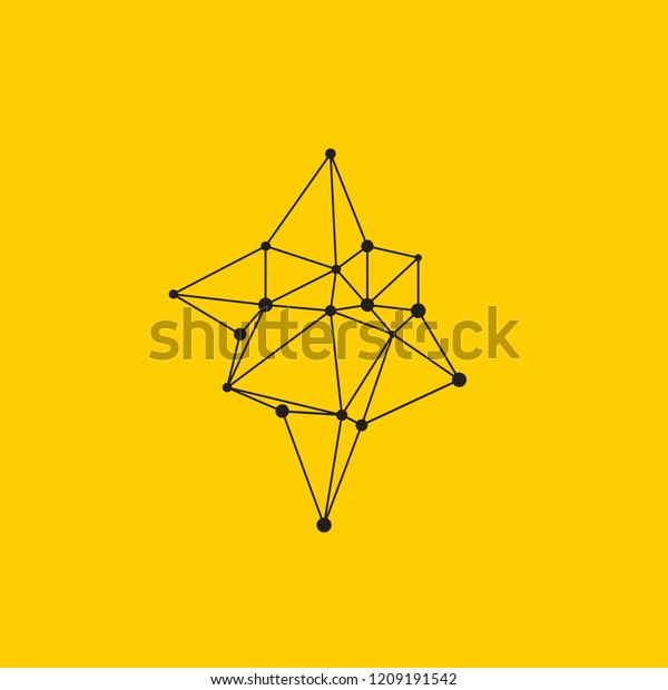 Polyhedra Asymmetrical Geometric Shape Line Points Stock Vector ...