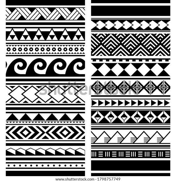 Polynesian Maori Tattoo Seamless Vector Two Stock Vector (Royalty Free ...