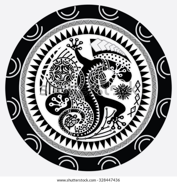 Polynesian Tattoo Art Sacred Geometry Lizard Stock Vector (Royalty Free ...