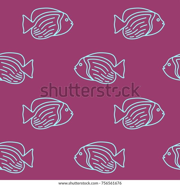 Poma Fish Seamless Line Art Cute : image vectorielle de stock (libre de ...