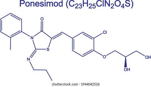 Ponesimod Multiple Sclerosis Medication Molecule Chemical Stock Vector ...