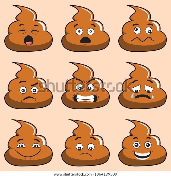 Poo Emoticon Set Different Expression Stock Vector (Royalty Free ...