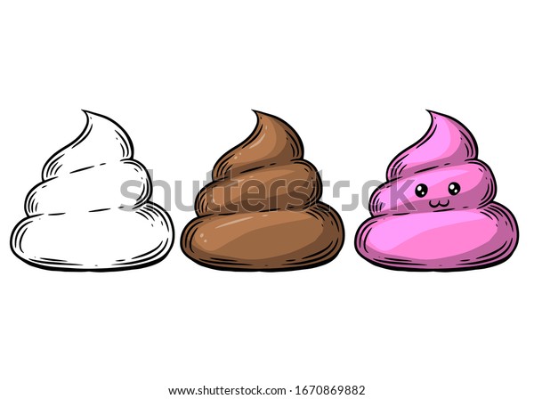 Poo Illustration Set Hand Drawn Poo Stock Vector (Royalty Free ...