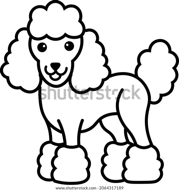 Poodle Dog Line Hand Drawn Illustration Stock Vector (Royalty Free ...