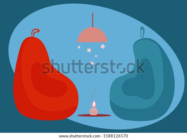 Poof Vector Illustration Comfortable Fluffy Chair Stock Vector (Royalty ...