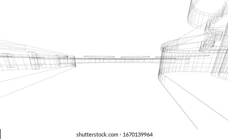 Pool Atrium Linear Design Hypertrophied Perspective Stock Vector ...