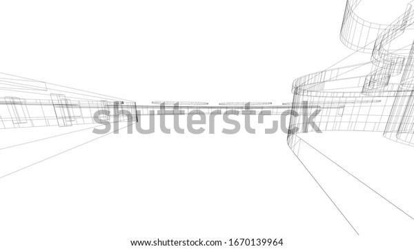 Pool Atrium Linear Design Hypertrophied Perspective Stock Vector ...