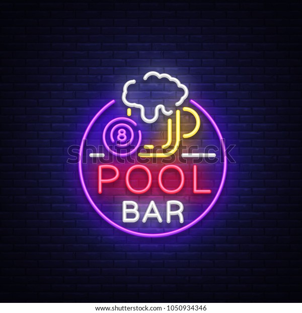 Pool Bar Logo Neon Style Neon Stock Vector (Royalty Free) 1050934346 ...