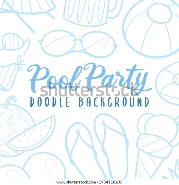 Pool Party Doodle Banner Icon Water Stock Vector (Royalty Free ...