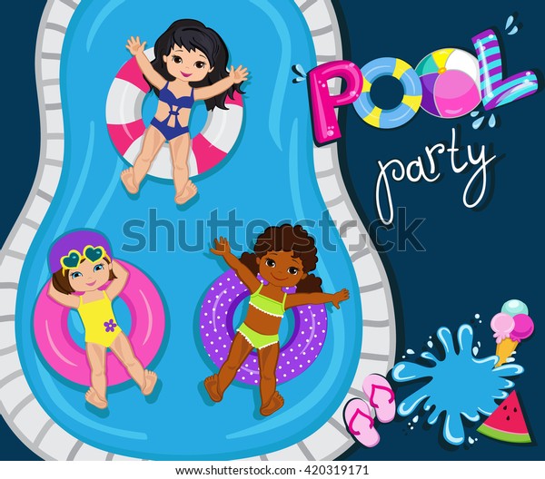 Pool Party Girls Vector Illustration Stock Vector (Royalty Free ...