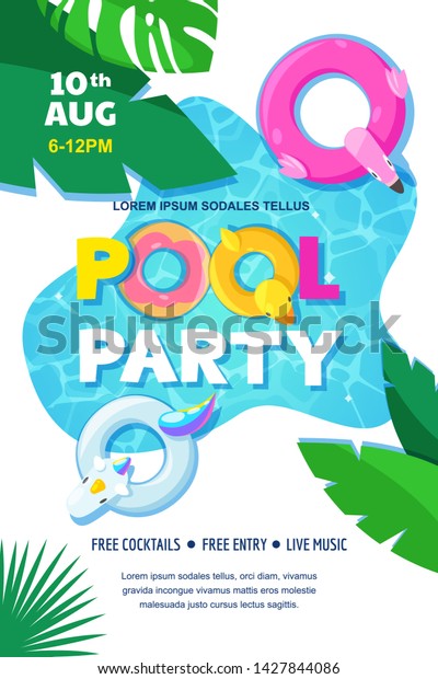 Pool Party Poster Banner Design Template Stock Vector (Royalty Free ...