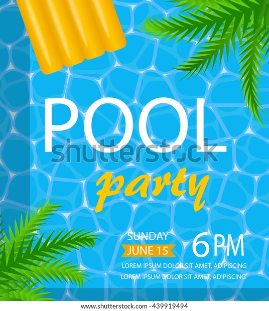 Pool Summer Party Invitation Water Surface Stock Vector (Royalty Free ...
