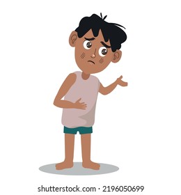 Poor Asian Boy Begging Sad Child Stock Vector (Royalty Free) 2196050699 ...