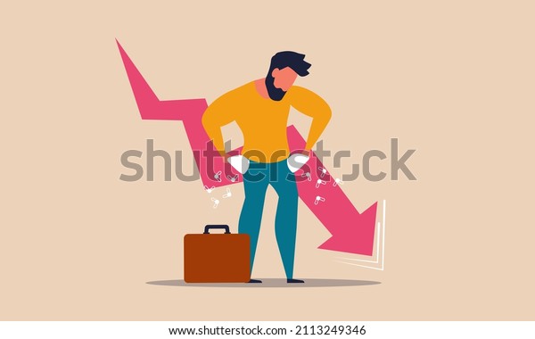 Poor Broke Man Showing Pockets Standing Stock Vector (Royalty Free ...