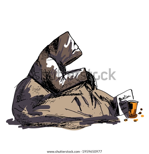 Poor Homeless Man Tattered Outer Clothing Stock Vector (Royalty Free ...