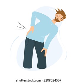 Poor Young Man Back Pain Vector Stock Vector (Royalty Free) 2209324567 ...