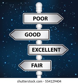 Poorgoodexcellent Fair Signpost Designclean Vector Stock Vector ...