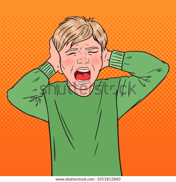 Pop Art Angry Screaming Boy Tearing Stock Vector (Royalty Free) 1051812860
