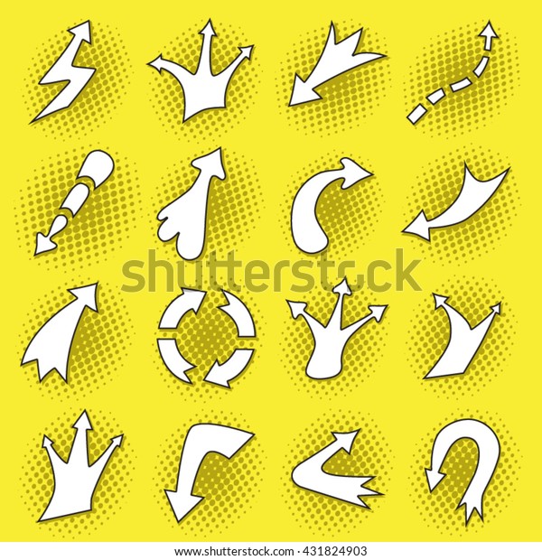 Pop Art Arrows Set On Yellow Stock Vector (Royalty Free) 431824903 ...